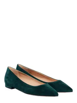 GIANVITO ROSSI Suede Ballet Flats - Green