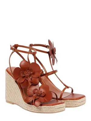Zimmermann Orchid 110 Leather Wedge Sandals - Brown