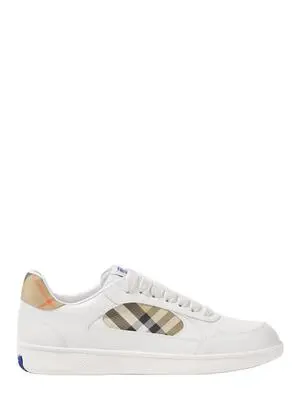 Burberry Check Leather Sneakers - White