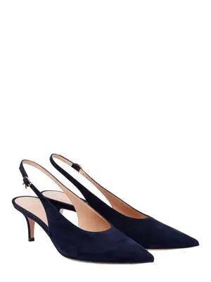 GIANVITO ROSSI Robbie 55 Suede Slingback Pumps - Blue