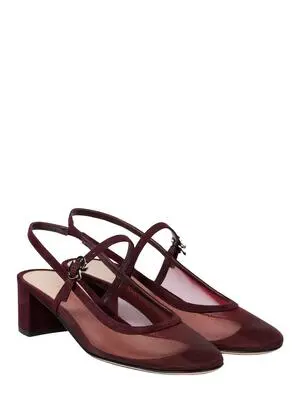 GIANVITO ROSSI Francoise 45 Slingback Mary Jane Pumps - Burgundy