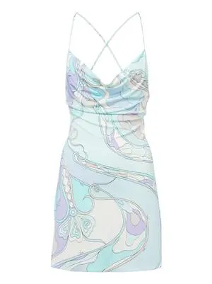 Emilio Pucci Orchidee Jersey Slip Dress - Blue