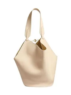 Khaite Lotus Small Leather Tote Bag - Dark Ivory
