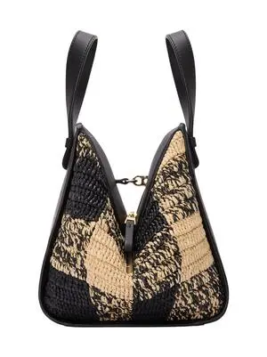 Loewe X Paula's Ibiza Hammock Top-handle Bag In Gingham Raffia - Naturalblack