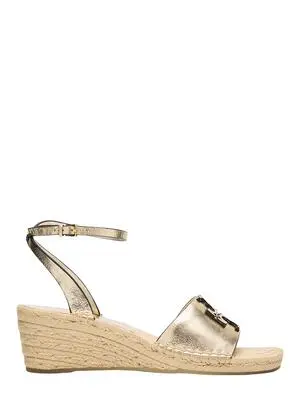 TORY BURCH Ines Metallic Double T Wedge Espadrilles