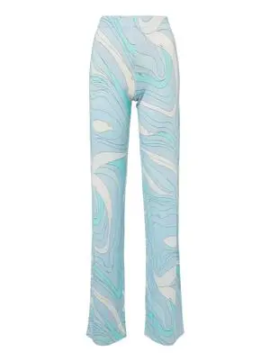 Emilio Pucci Marmo Satin Jersey Straight Pants - Blue