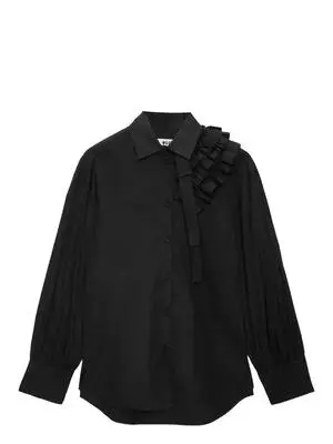 MSGM Ruffled Cotton Shirt - Black