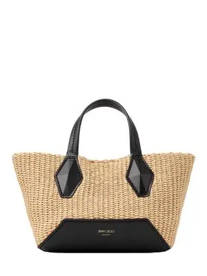JIMMY CHOO Diamond Mini Raffia Tote Bag - Neutral