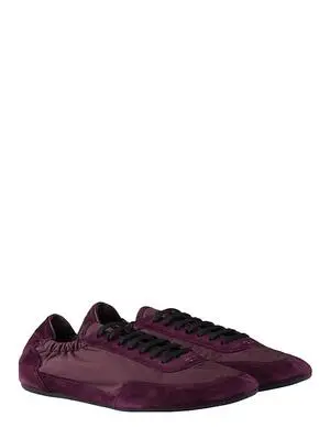 Prada Re-nylon And Suede Elasticized Sneakers - Burgundy
