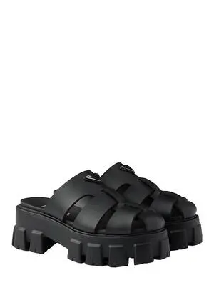 Prada Monolith Rubber Mules - Black