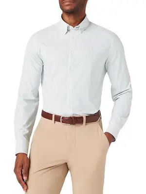 Mizzen+main Leeward Long Sleeve Dress Shirt - Cyan Triangle Geo