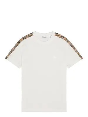 Burberry Check Tape T-shirt In White - Chalk