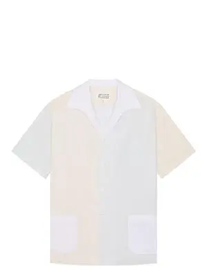 MAISON MARGIELA Short-sleeved Shirt In White - White  Cream  & Light Blue