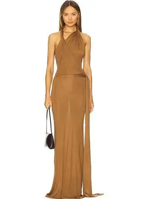 AYA MUSE Halter Maxi Dress - Tigers Eye