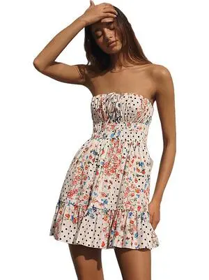 THE SOMERSET COLLECTION BY ANTHROPOLOGIE The Somerset Collection Strapless Mini Dress - Neutral Pattern