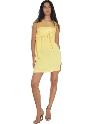REISS Liliana Atelier Ribbon-tie Corset Shift Dress - Lemon