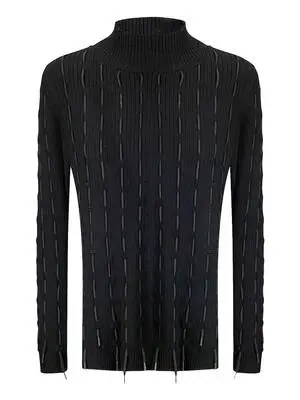 INSTITUTION Ribbed Turtleneck Sweater - Black
