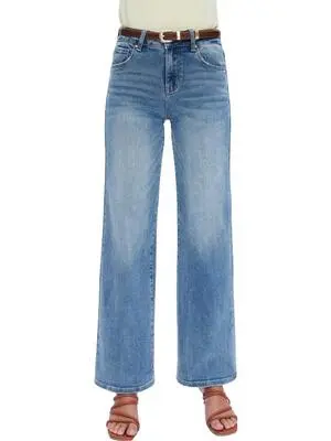 BAYEAS Mid-rise Wide Leg Jeans - Medium Blue