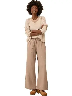 PACT Organic Cotton Coastal Double Gauze Split Hem Pant Stucco