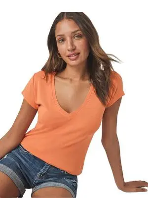 Splendid Faye V-neck Tee - Orange