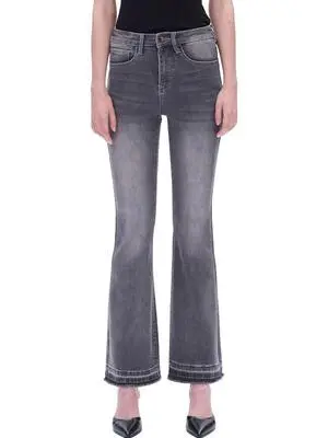 BAYEAS Release Hem Flare Jeans - Gray