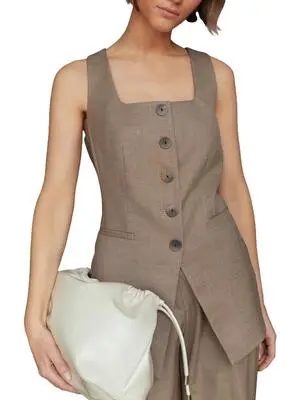 NEXT Cross Hatch Square Neck Tailored Vest - Neutral