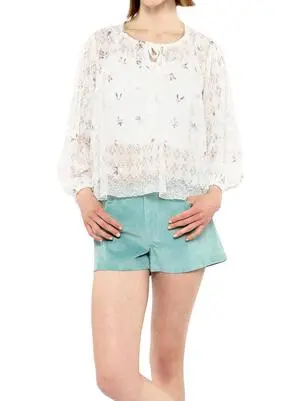 Anna Sui Embroidered Lacey Trellis Blouse - White Multi