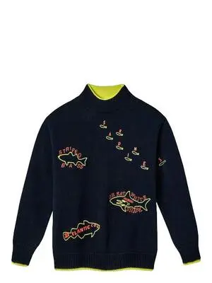TOMBOLO Fishes Of The North Atlantic Sweater - Navy