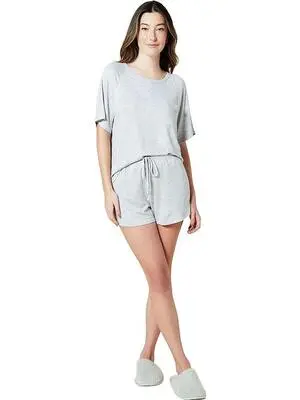 SOFTIES Softies Dream Slouchy Tee And Short Lounge Set Heather Grey