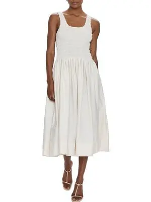 PISTOLA Pistola Alessia Smocked Drop-waist Stretch Cotton Midi Dress