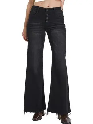 BAYEAS Mid-rise Wide-leg Jeans - Raven