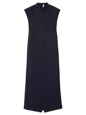 Carven Pleated Twill Midi Dress - Blue