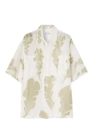 Dries Van Noten Printed Silk-satin Shirt - White