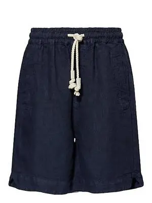Eleventy Welt-pockets Drawstring Linen Shorts - Blue