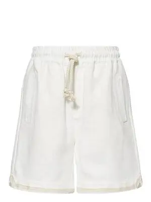 Eleventy Embroidered Drawstring Linen Shorts - White