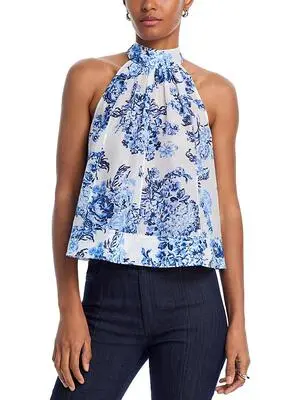 Cinq À Sept Floral Print Halter Top - Endless Sky Multi