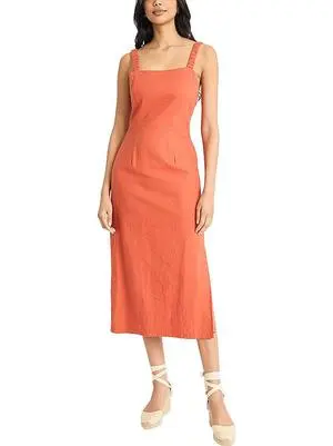 THE GOOD JOURNEY Side Slit Midi Dress - Bruschetta Orange