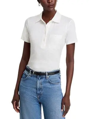 FRAME The Cady Polo Top Cream