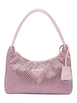 Prada Prada Re-Edition Satin Mini-Bag With Crystals Pink