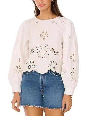 Vince Camuto Embroidered Long Sleeve Blouse - New Ivory