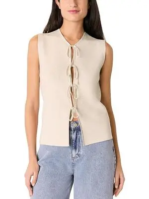 Whistles Tie Front Tank - Oatmeal