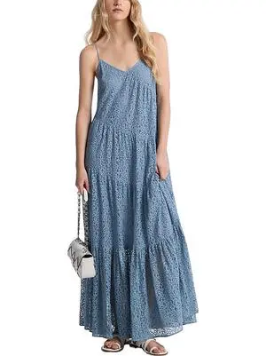 Michael Kors Lace Tiered Maxi Dress - Chambray