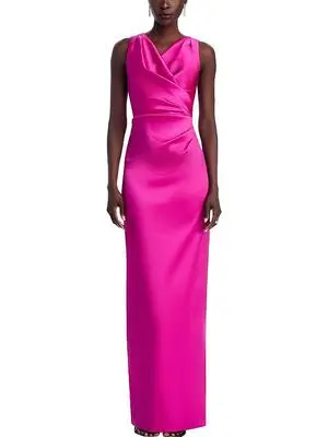 Rickie Freeman For Teri Jon Mikado Ruched Tank Gown - Raspberry