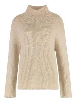 THE (ALPHABET) Cashmere Turtleneck Sweater Beige