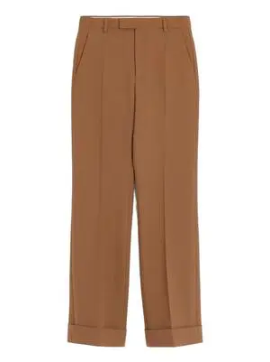 Valentino Garavani Valentino Nylon Gabardine Cuffed Trousers Nut