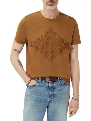 John Varvatos Embroidered T-shirt - Sienna Brown