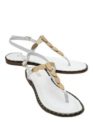 FOREVER & ALWAYS SHOES Marea Leather Flat Sandal - White Leather