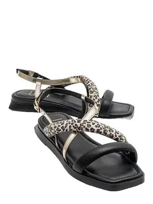 FOREVER & ALWAYS SHOES Leamil Leather Sandal - Black Leather