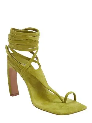 Jeffrey Campbell Bon Bon Ankle Wrap Sandal - Chartreuse Suede
