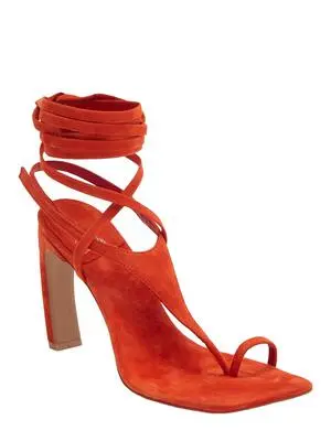 Jeffrey Campbell Jeffrey Campbell Bon Bon Ankle Wrap Sandal Orange Suede
